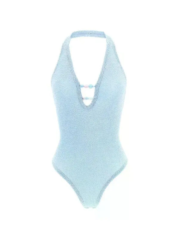 Hunza G Adriana Beaded Embellishment Swimsuit - Blue