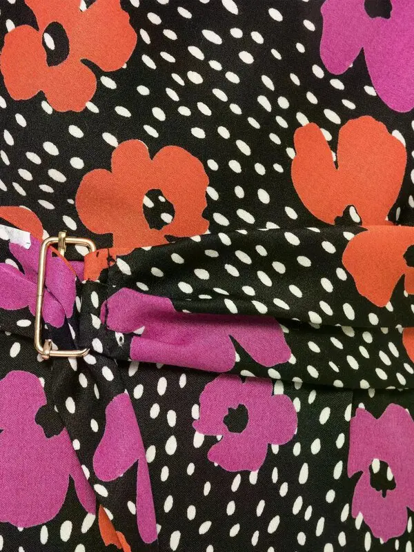 NISSA Floral Print Belted Shirt