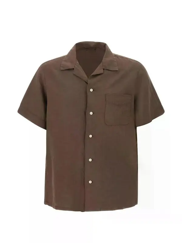 PERFECTION Short-sleeve Chest-pocket Shirt - Brown