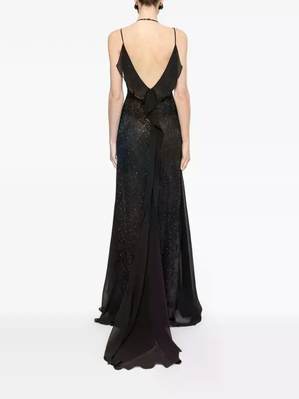 NISSA Beaded Lace-panel Maxi Dress