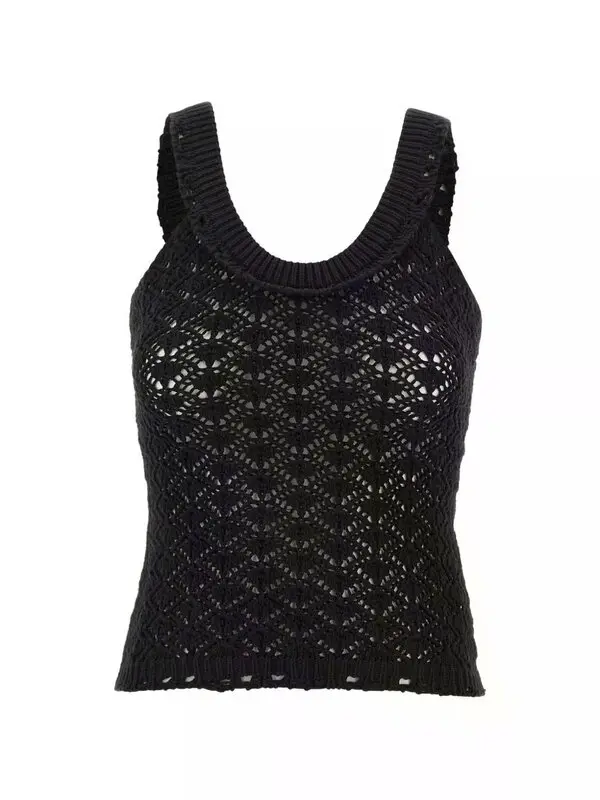 Blumarine Crochet Openwork Top - Black