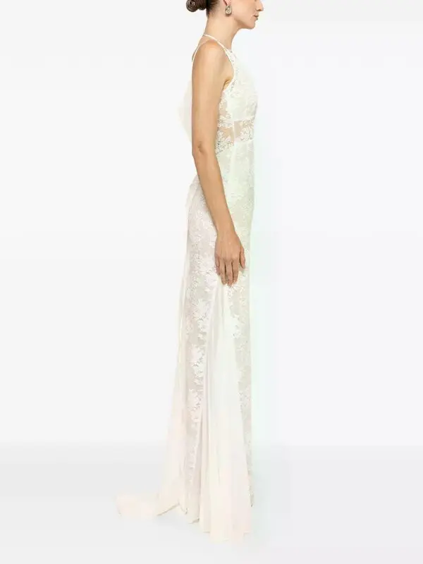 NISSA Beaded Lace-panel Maxi Dress