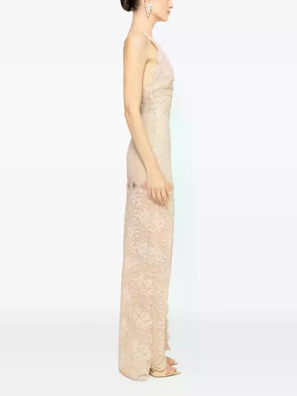 NISSA Beaded Lace-trimmed Maxi Dress