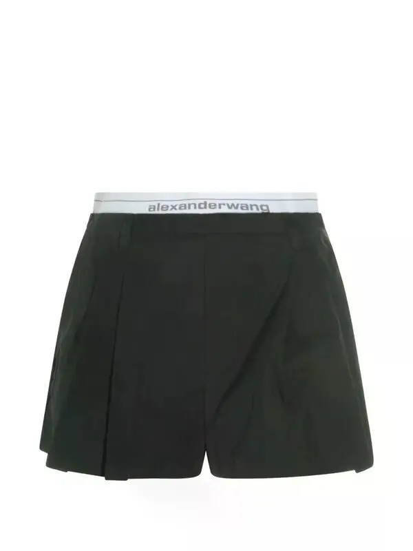 Alexander Wang Logo Waistband Pleated Shorts
