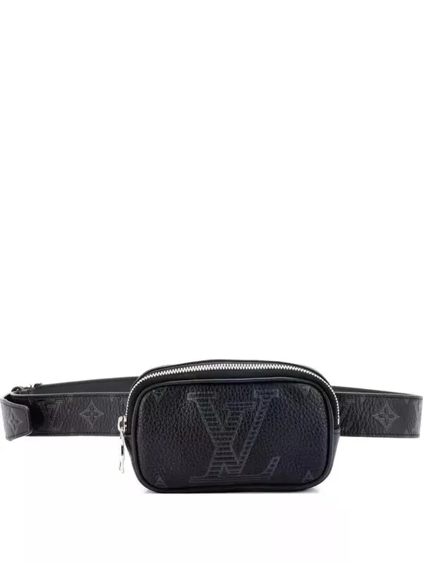 LOUIS VUITTON Monogram Shadow Giant Taurillon Leather Belt Bag - Black