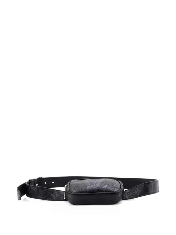 LOUIS VUITTON Monogram Shadow Giant Taurillon Leather Belt Bag - Black