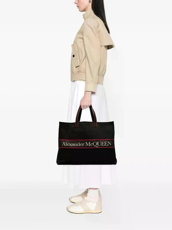 Alexander McQueen Cotton East West Selvedge Tote Bag - Black
