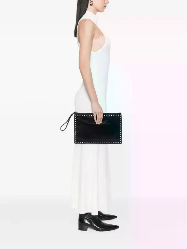 Valentino Garavani Leather Rockstud Clutch Bag