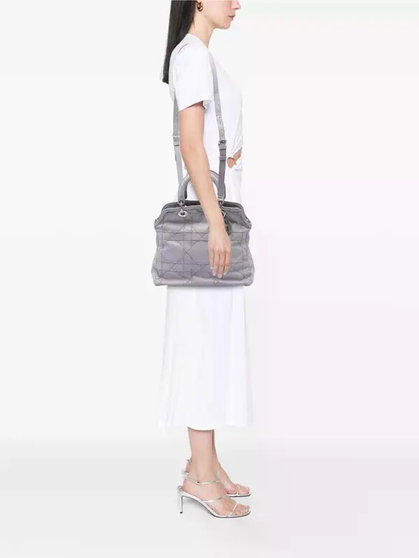 Dior Lambskin Cannage Polochon Granville Satchel - Grey