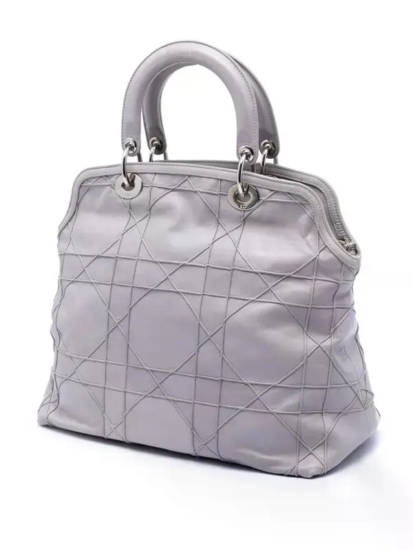 Dior Lambskin Cannage Polochon Granville Satchel - Grey