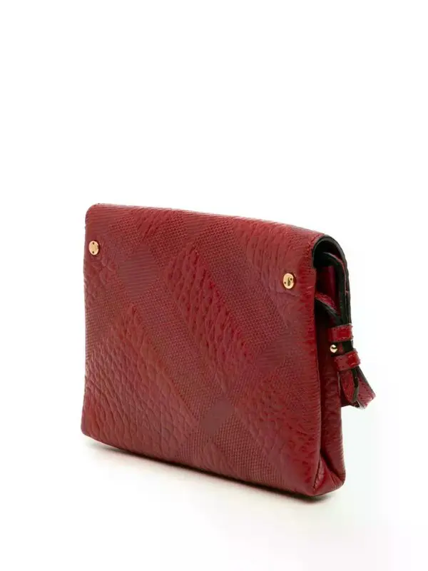 Burberry Embossed Grain Check Leather Langley Crossbody Bag