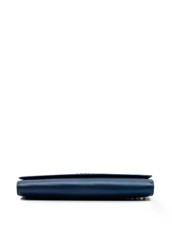 Prada 2010-2026 Saffiano Wallet On Chain Crossbody Bag - Blue