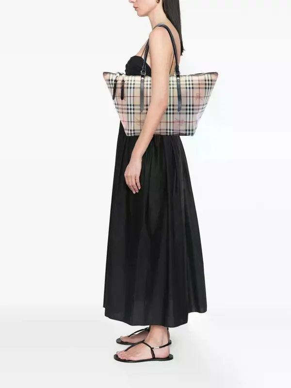 Burberry Haymarket Check Coated Canvas Salisbury Tote Bag - Black