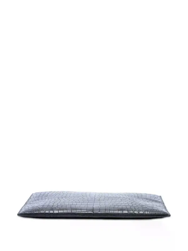 Saint Laurent Croc Embossed Leather Document Holder Clutch Bag