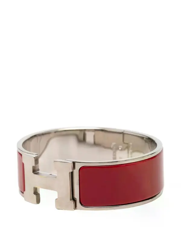 Hermès Enamel And Palladium-plated Metal Clic Clac H Bracelet Gm - Red