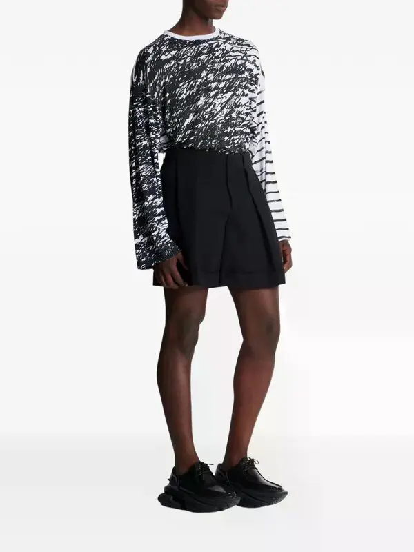 Balmain Pleated Gabardine Shorts - Black