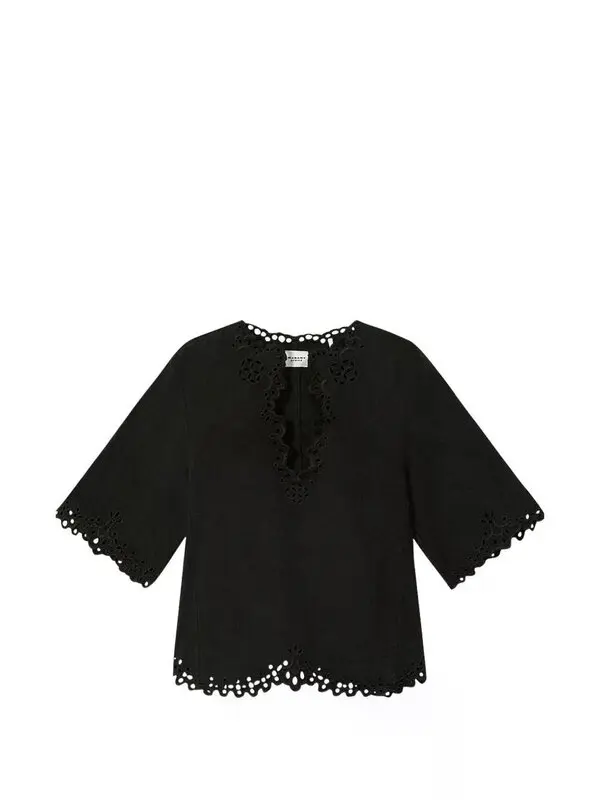 Isabel Marant Étoile Shana Broderie Anglaise Top - Black