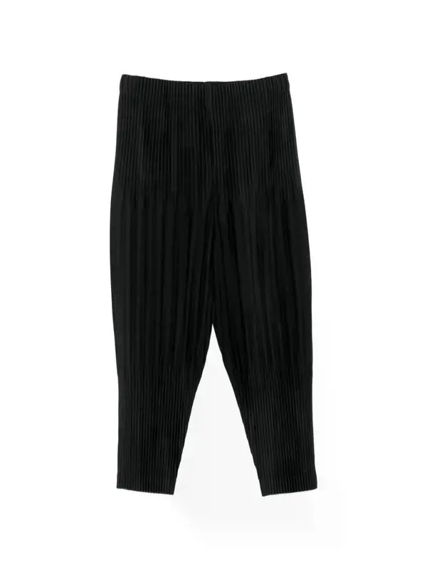 Issey Miyake Plissé Effect Tapered Cropped Trousers - Black