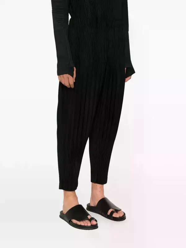 Issey Miyake Plissé Effect Tapered Cropped Trousers