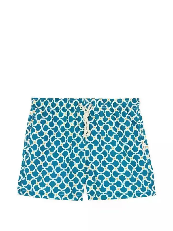 GASSA D AMANTE Geometric Print Drawstring Swim Shorts
