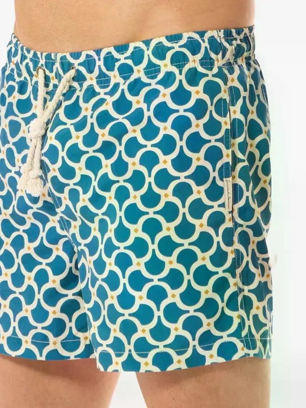 GASSA D AMANTE Geometric Print Drawstring Swim Shorts