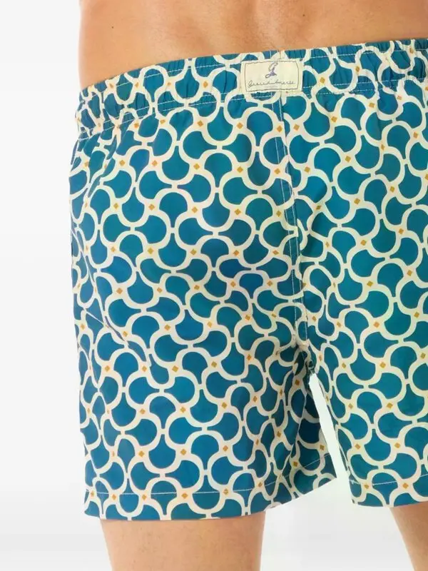 GASSA D AMANTE Geometric Print Drawstring Swim Shorts