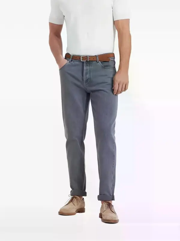 Brunello Cucinelli Logo-embroidered Straight Leg Jeans