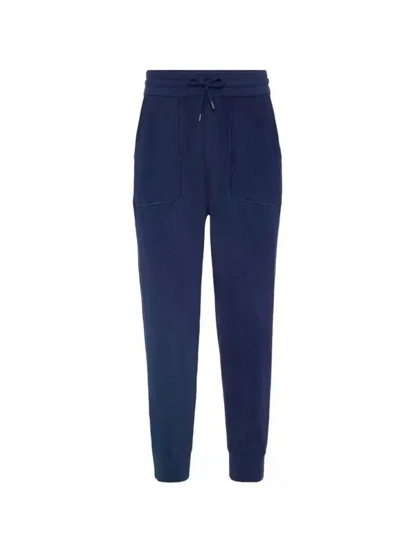 Brunello Cucinelli Ribbed-knit Drawstring Trousers - Blue