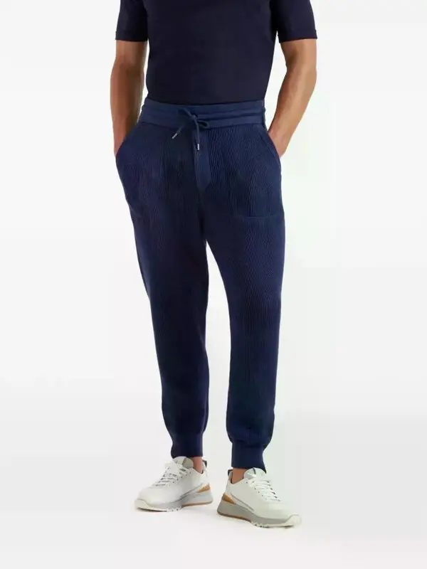 Brunello Cucinelli Ribbed-knit Drawstring Trousers