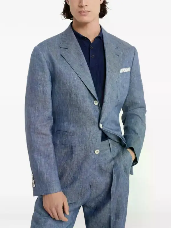 Brunello Cucinelli Single-breasted Linen Blazer - Blue