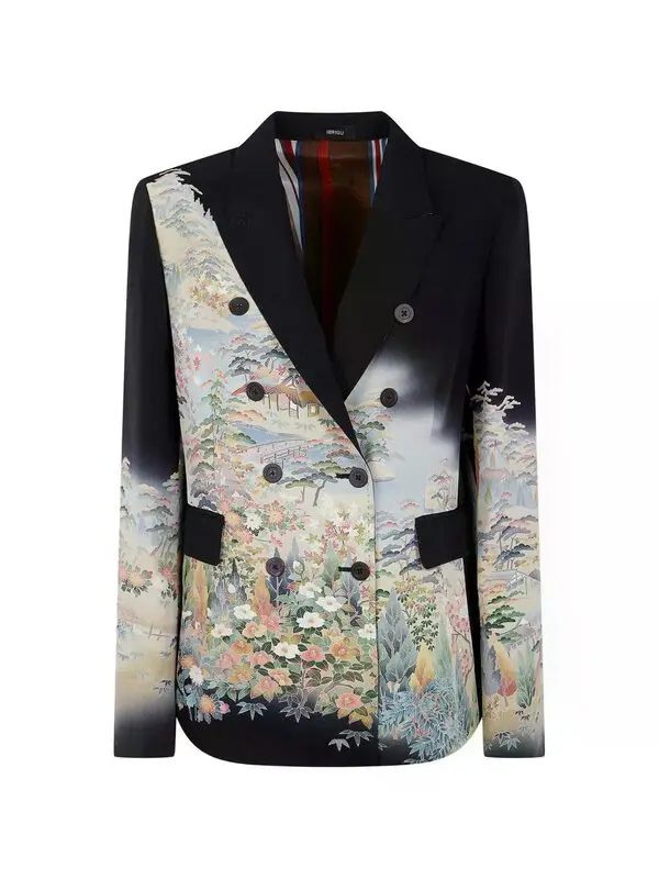 IBRIGU Landscape-print Double-breasted Blazer