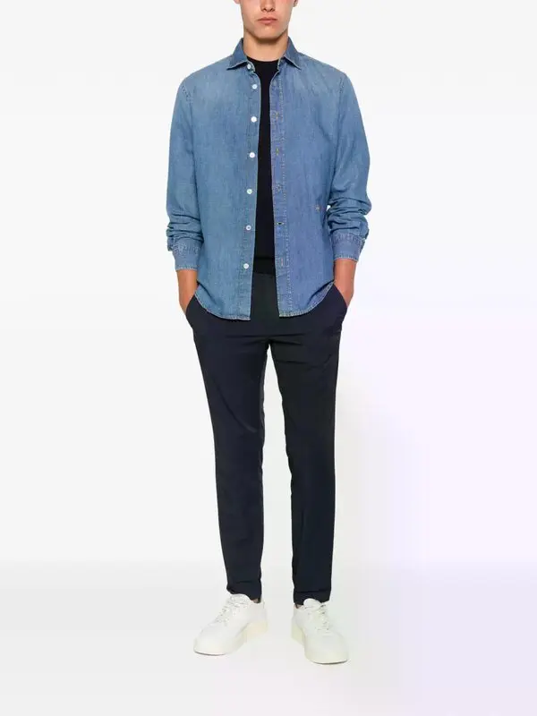 Incotex Navy Slim Fit Elasticated Waistband Trousers