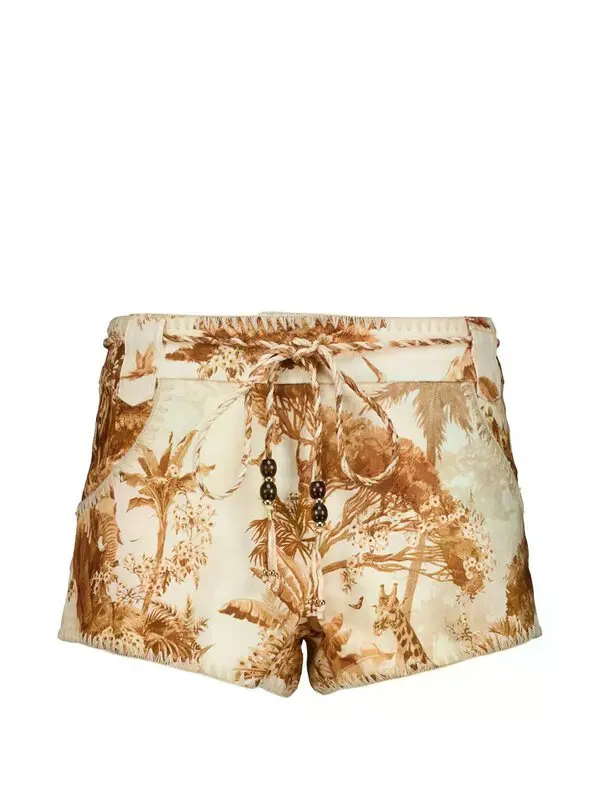 Zimmermann Safari Print Linen Shorts
