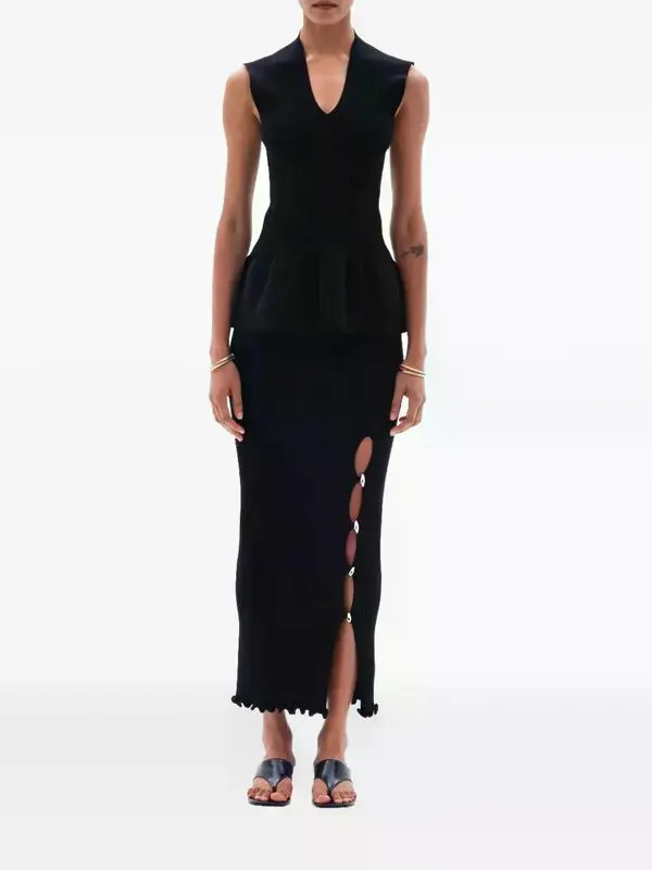 Yuzefi Ribbed Maxi Skirt - Black