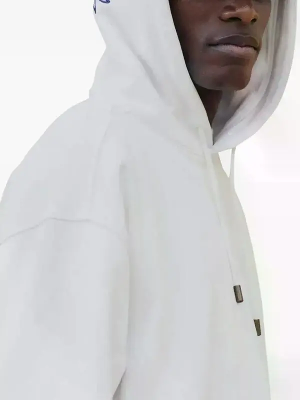 CIARAN Geometric Print Cotton Hoodie - White