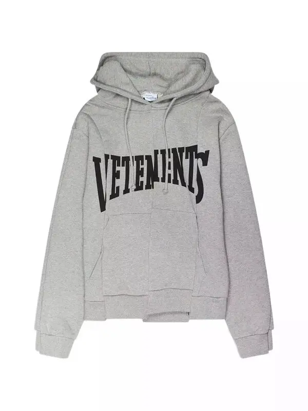 Vetements Cut-up Logo Hoodie - Grey