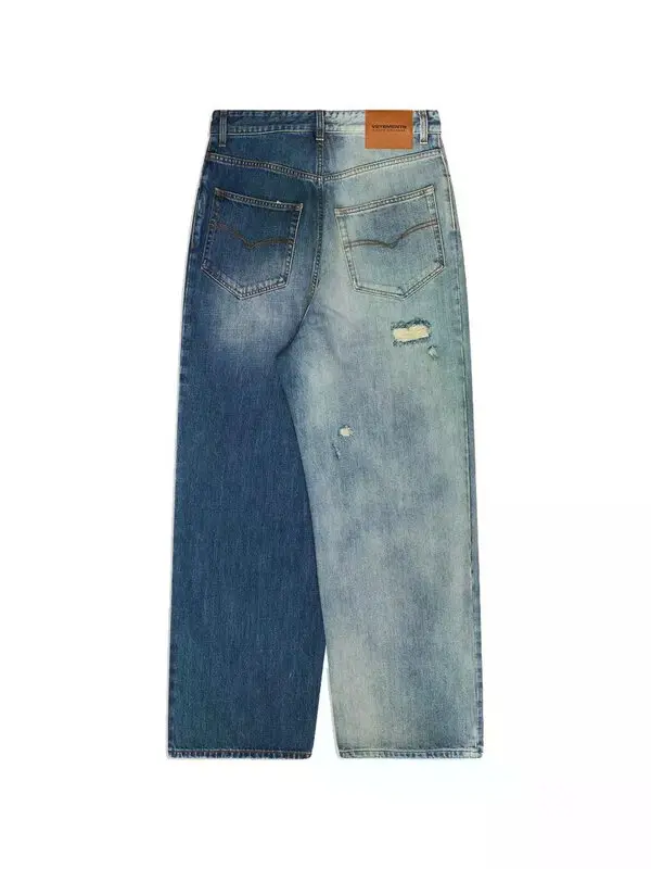 Vetements Distressed Wide Leg Jeans - Blue