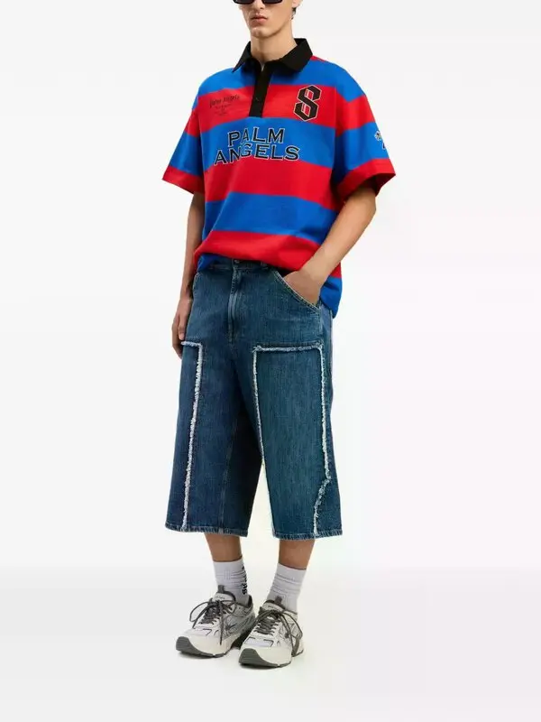 Palm Angels Curved Logo Denim Skater Shorts