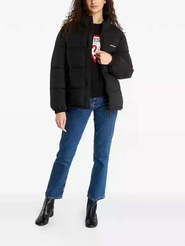 Guess Padded High Neck Zip Jacket - Black