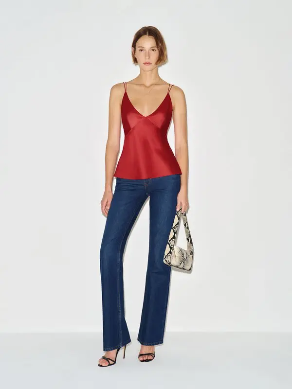 REFORMATION Jule Silk Top - Red
