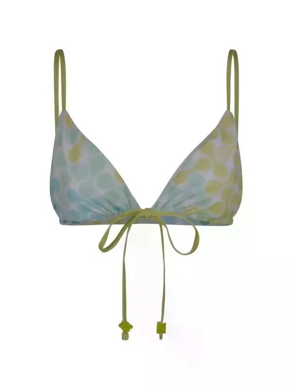 Casablanca Abstract Print String-beaded Bikini Top - Green
