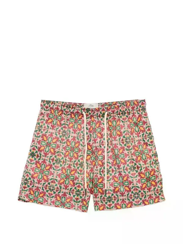 PENINSULA SWIMWEAR Geometric Print Drawstring Swim Shorts - Pink