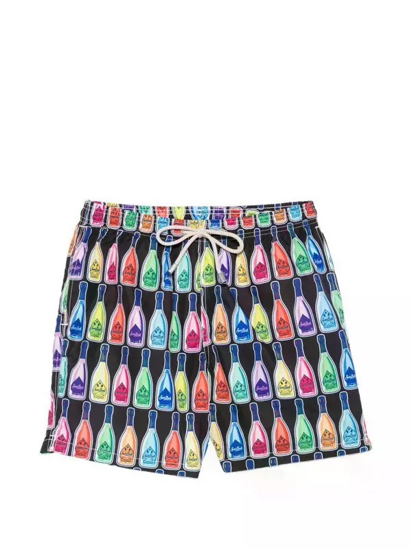 MC2 SAINT BARTH Bottle Print Swim Shorts - Black