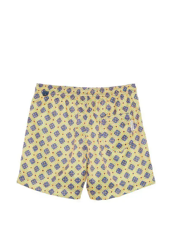 PENINSULA SWIMWEAR Pantelleria Geometric Print Swim Shorts - Orange