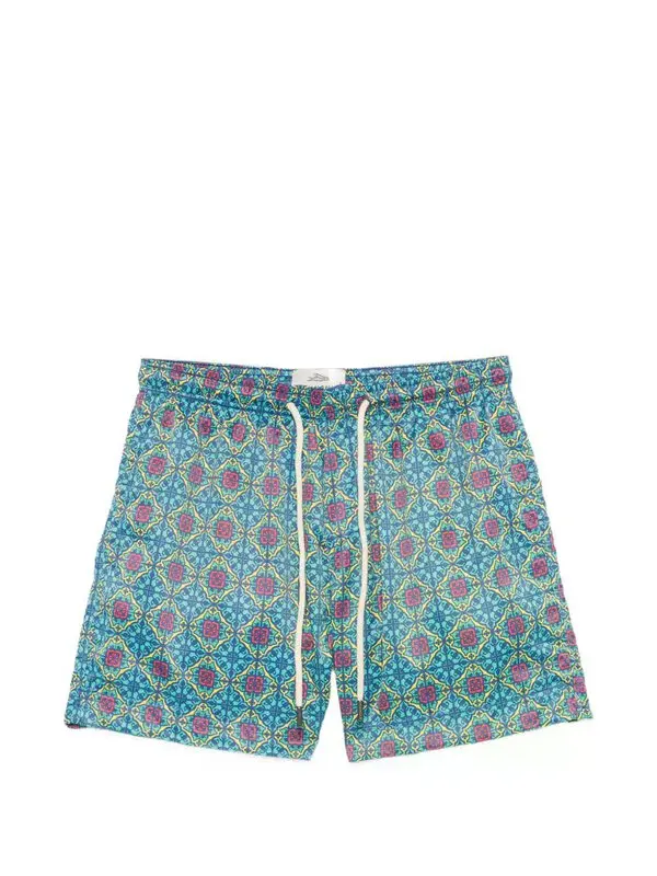 PENINSULA SWIMWEAR Panarea Geometric-print Drawstring Swim Shorts