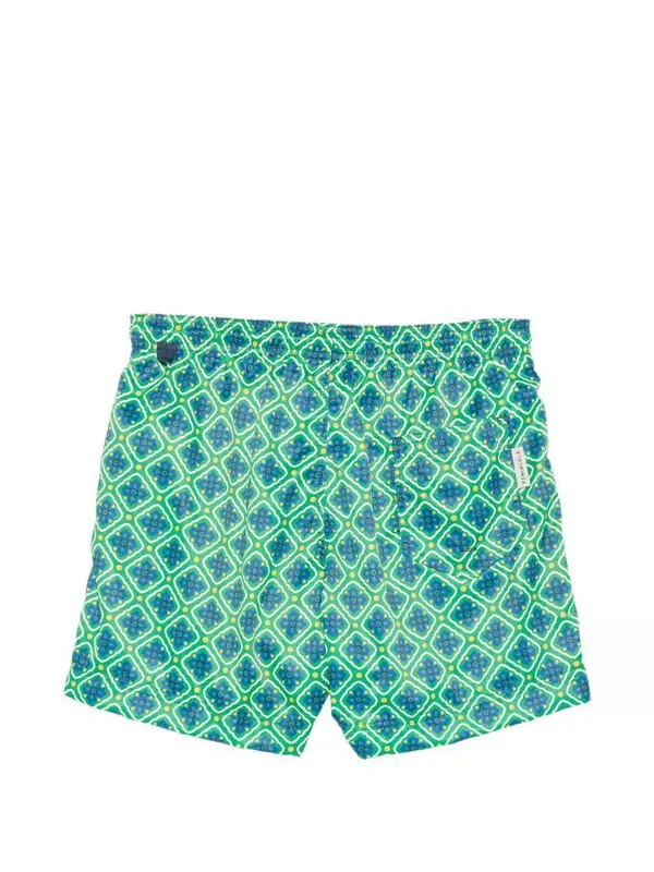 PENINSULA SWIMWEAR Pantelleria Geometric-print Swim Shorts - Green