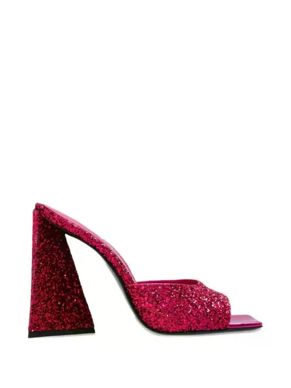 Attico Devon Glitter-finish Mules - Pink