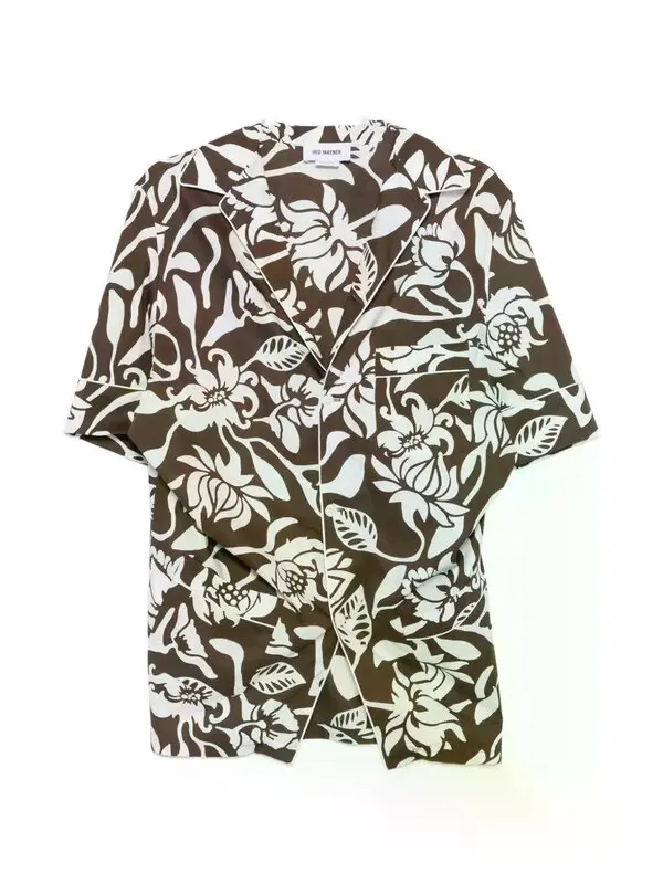 HED MAYNER Short-sleeve Floral Print Shirt - Brown
