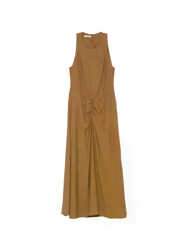 SESSUN Ruched Midi Dress - Brown