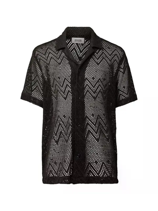 DRYKORN Bijan 02 Crochet-knit Short-sleeve Shirt - Brown